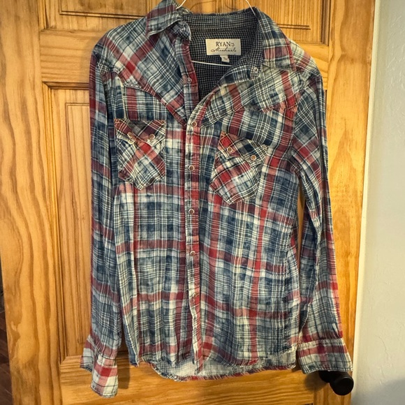 Ryan Michael | Shirts | Ryan Michael Mens Red And Blue Plaid Casual Button Down Shirt | Poshmark